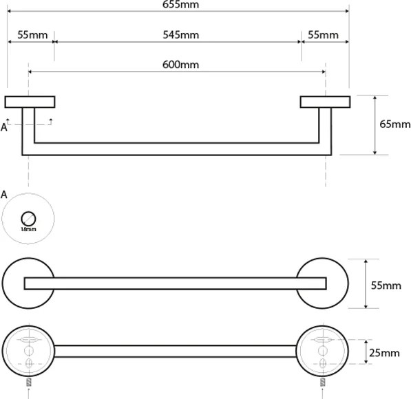 Sapho Sapho, X-STEEL držák na ručníky 655mm, broušená nerez, XS402