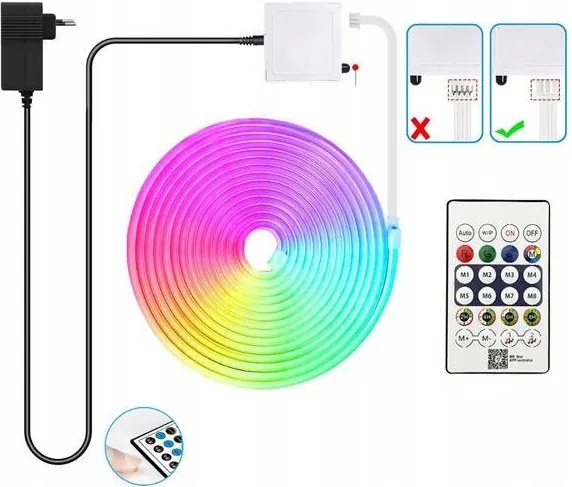 Smart LED pásek NEON RGB-IC 10m, IP65, bluetooth, časovač, ovladač HQ