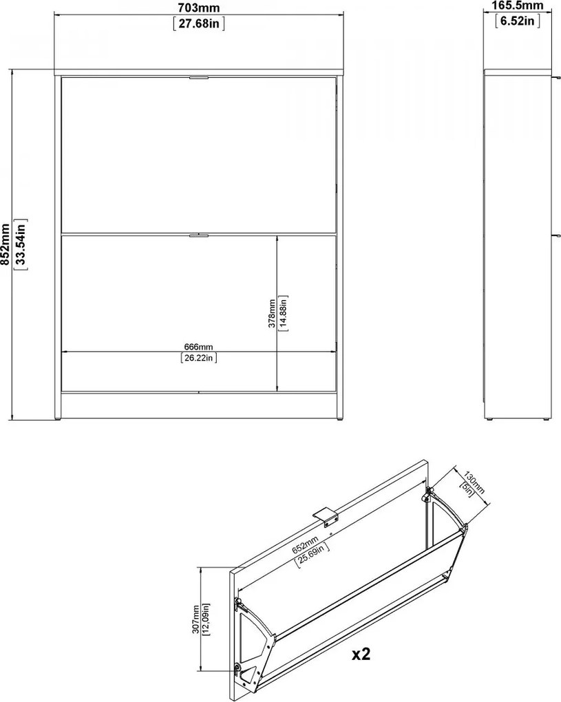 Výklopný botník Flap 001 2KL bílá