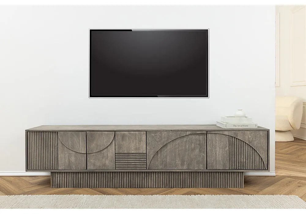 Massive home | Televizní stolek Art Deco 200cm masiv šedé mango