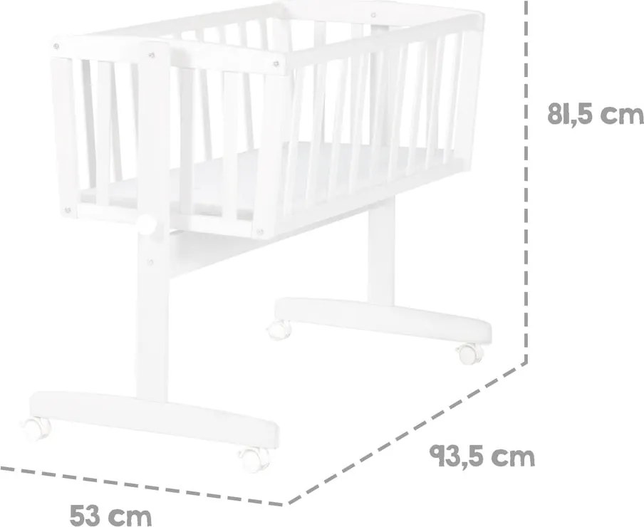 Bílá kolébka na kolečkách 40x90 cm – Roba