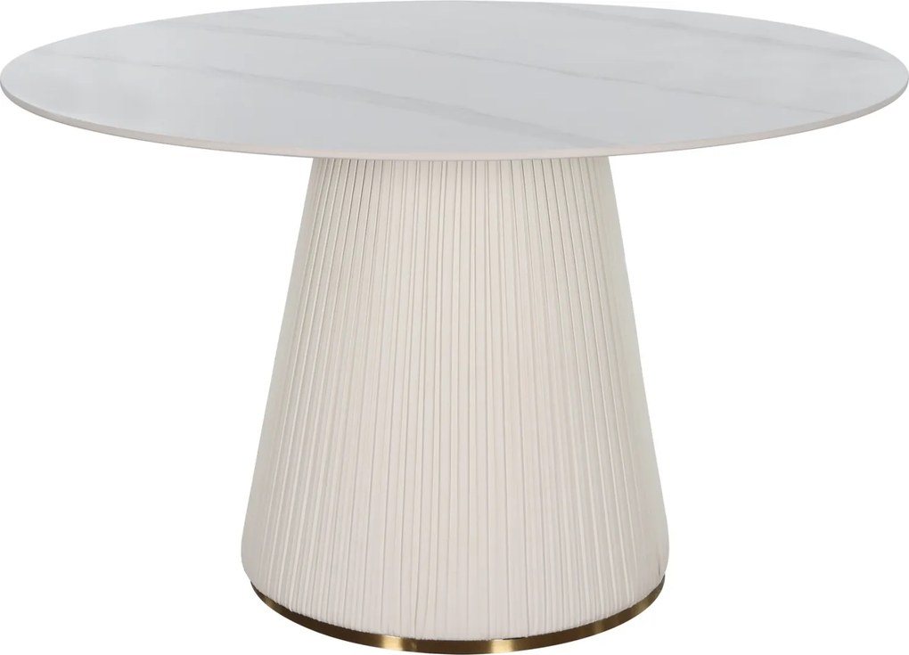Jídelní stůl Modig 120 cm eko kůže ecru/mramor