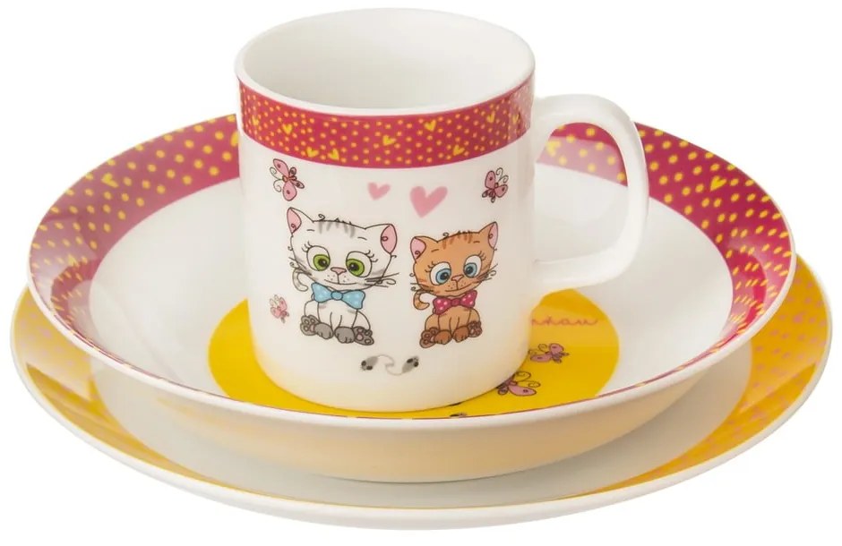 3dílný dětský porcelánový jídelní set Orion Kittens