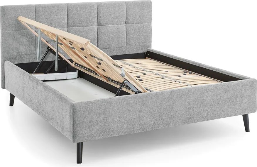 Šedá čalouněná dvoulůžková postel s úložným prostorem s roštem 180x200 cm Nova – Meise Möbel