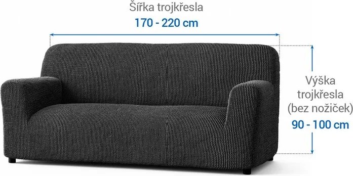 Bielastické potahy COSTINA antracit trojkřeslo (š. 170 - 220 cm)