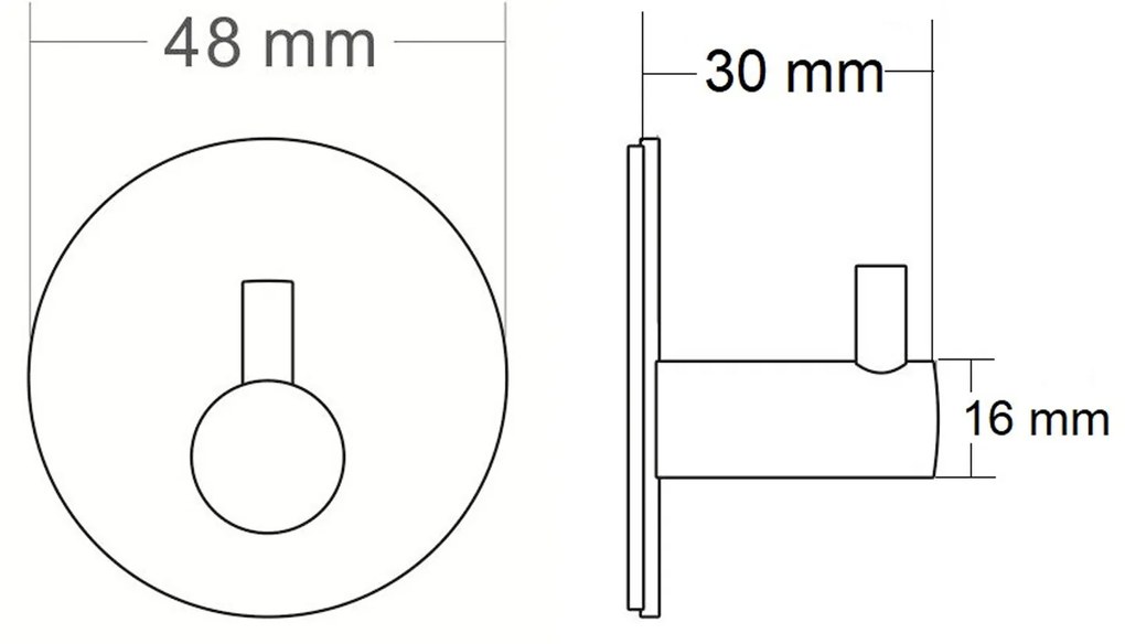 Sapho, Věšáček samolepící, kulatý, černý matný, 32204