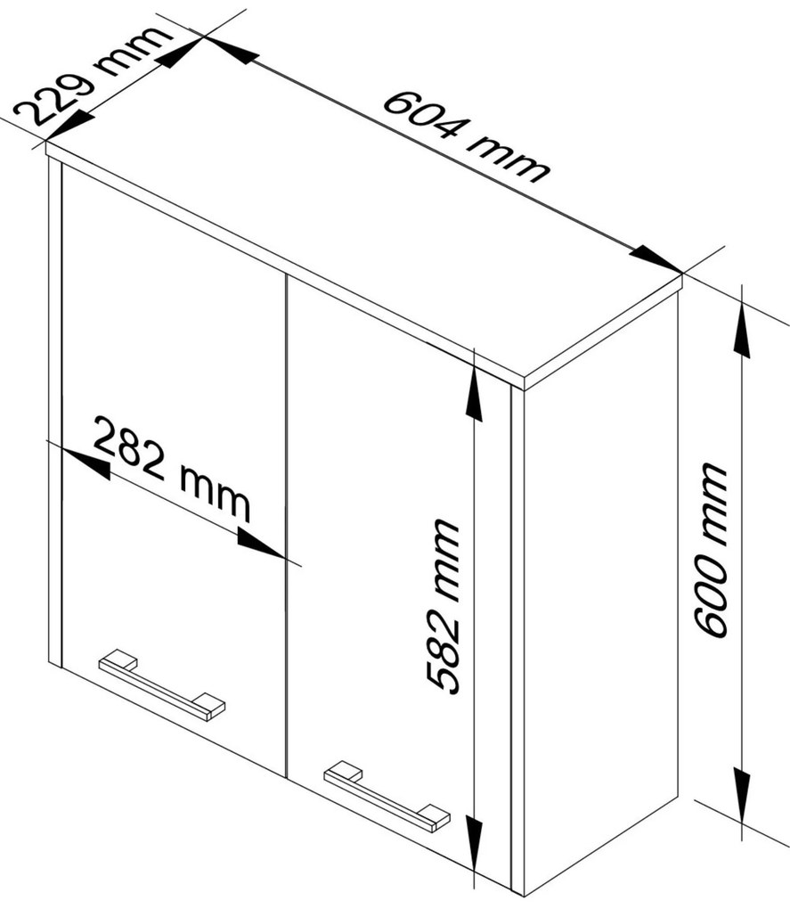 Závěsná koupelnová skříňka Fin 60 cm - výběr z 12 provedení