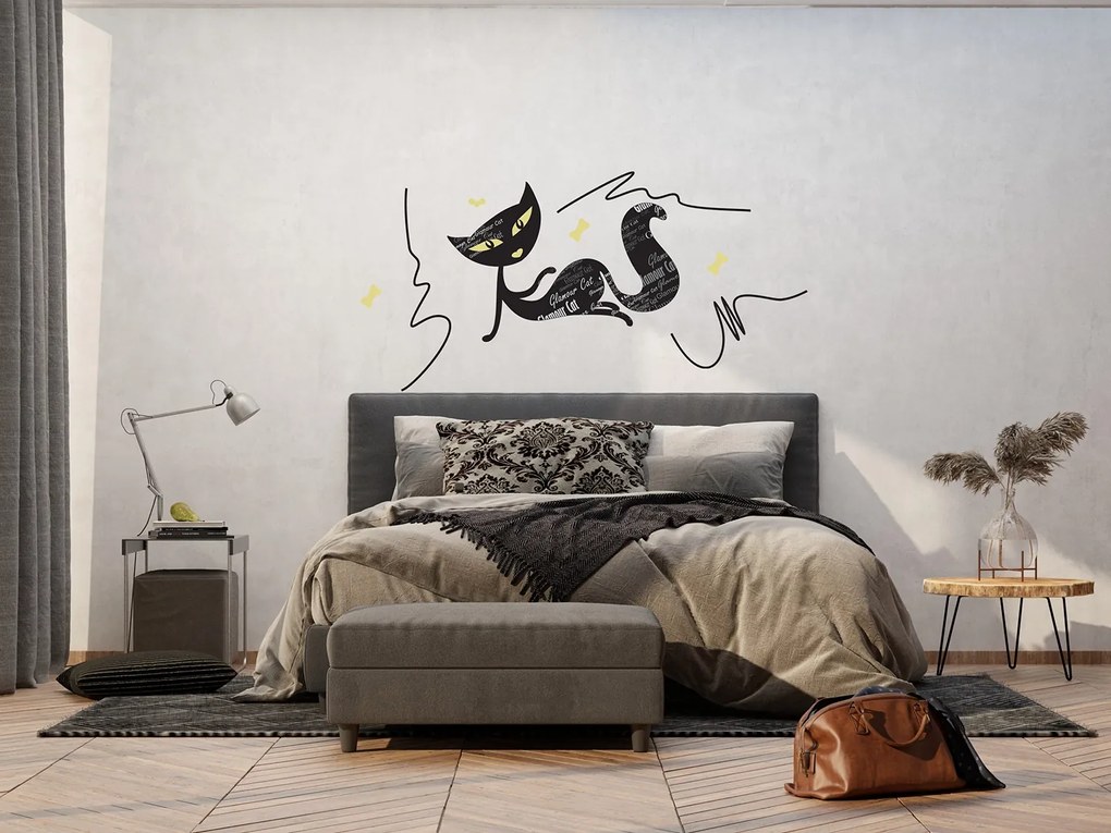 Samolepka na zeď Okouzlující Kočka s Popisy | 65 x 85 cm | DE0422