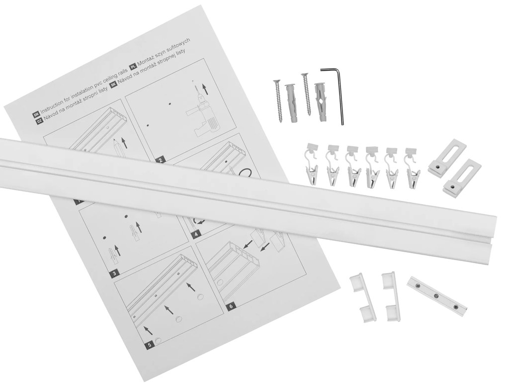 Dekodum Jednořadá hliníková stropní kolejnicová garnýž bílá 400 cm