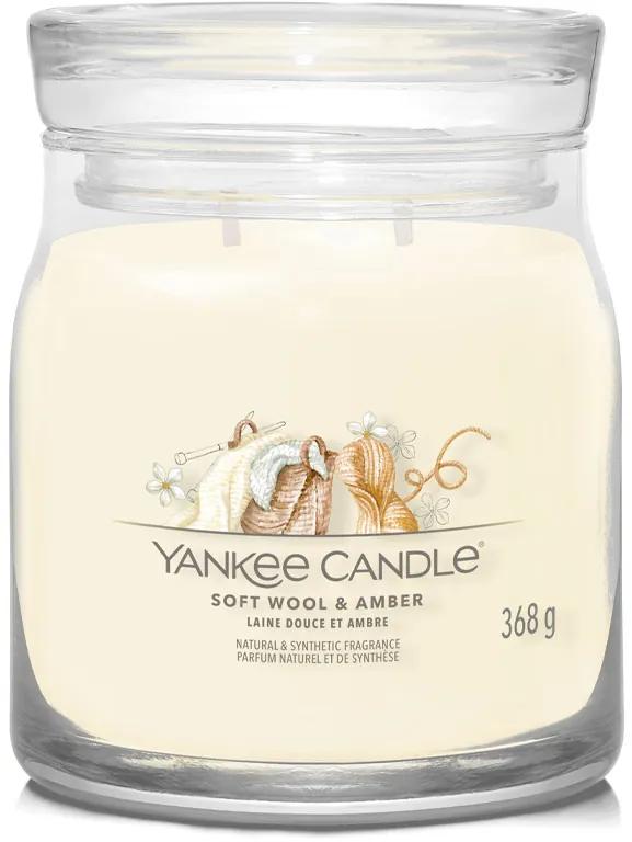 Yankee Candle – Signature svíčka Soft Wool & Amber (Jemná vlna a ambra) Velikost: střední 368 g