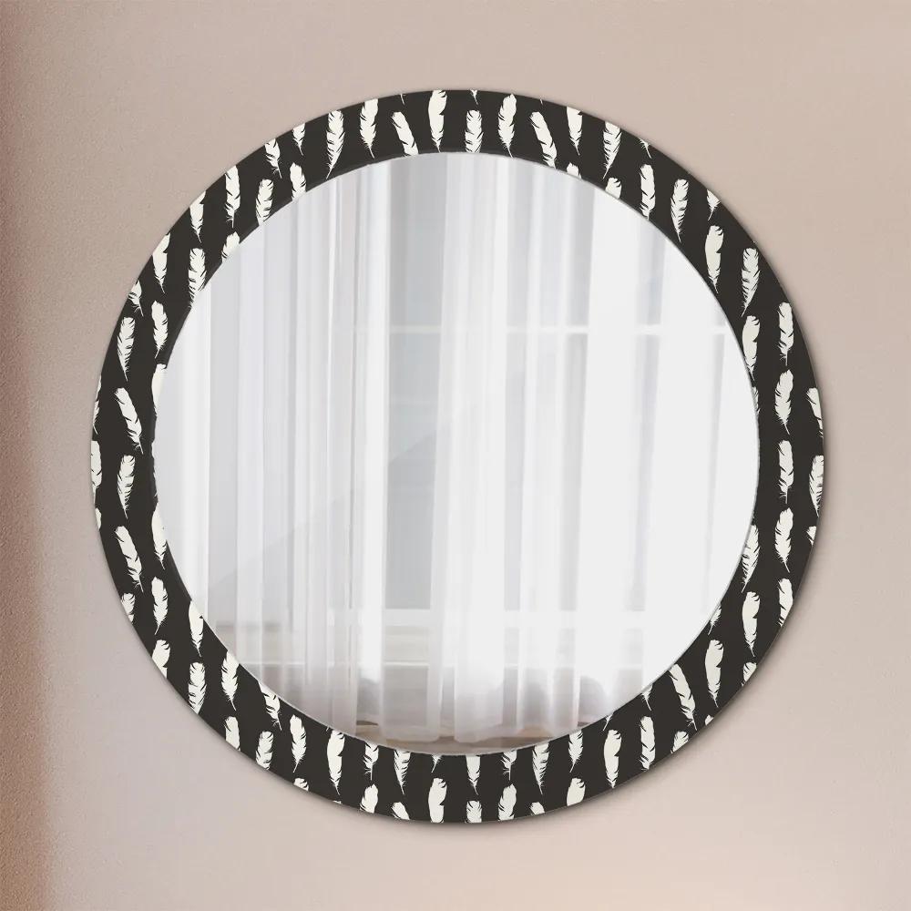 Kulaté dekorativní zrcadlo Peří fi 80 cm