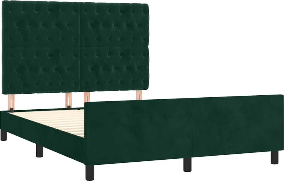 Rám postele bez matrace tmavě zelená 140 x 190 cm samet 3125937