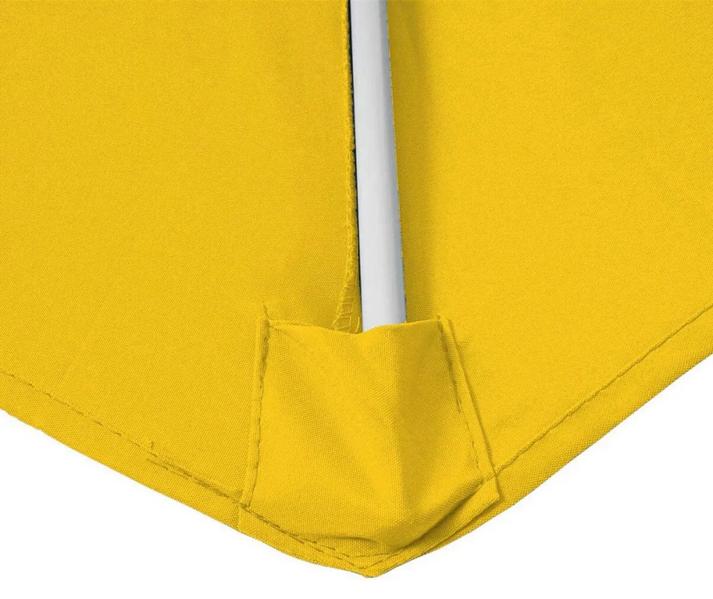 Slunečník půlkruh Parla - polyester/hliník - 270cm žlutý se stojanem