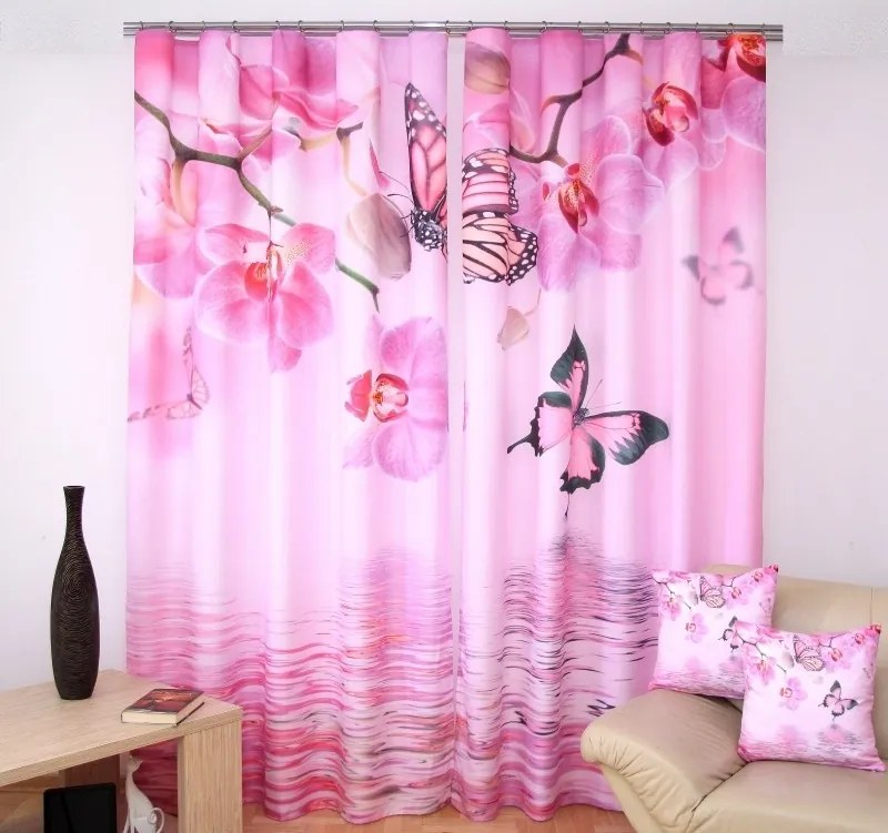 3D dekorační závěs 80 MOTÝL A ORCHIDEJ 2x160x250 cm MyBestHome