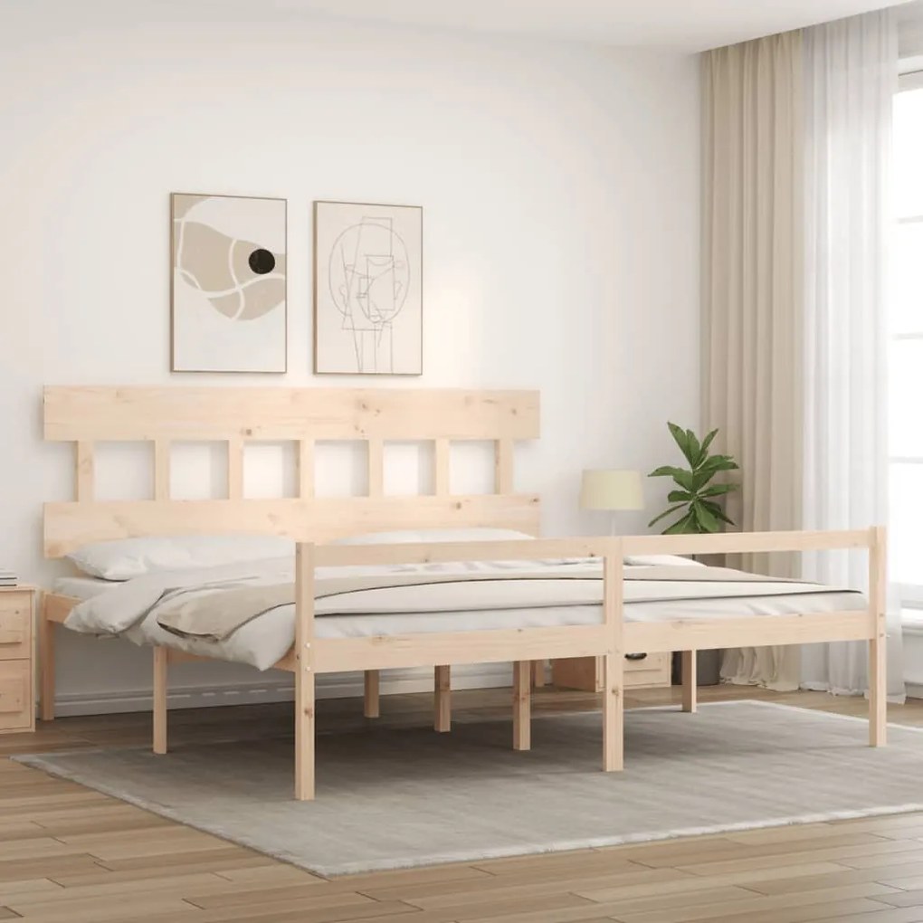 Postel s čelem pro seniory 200x200 cm masivní dřevo 3195436