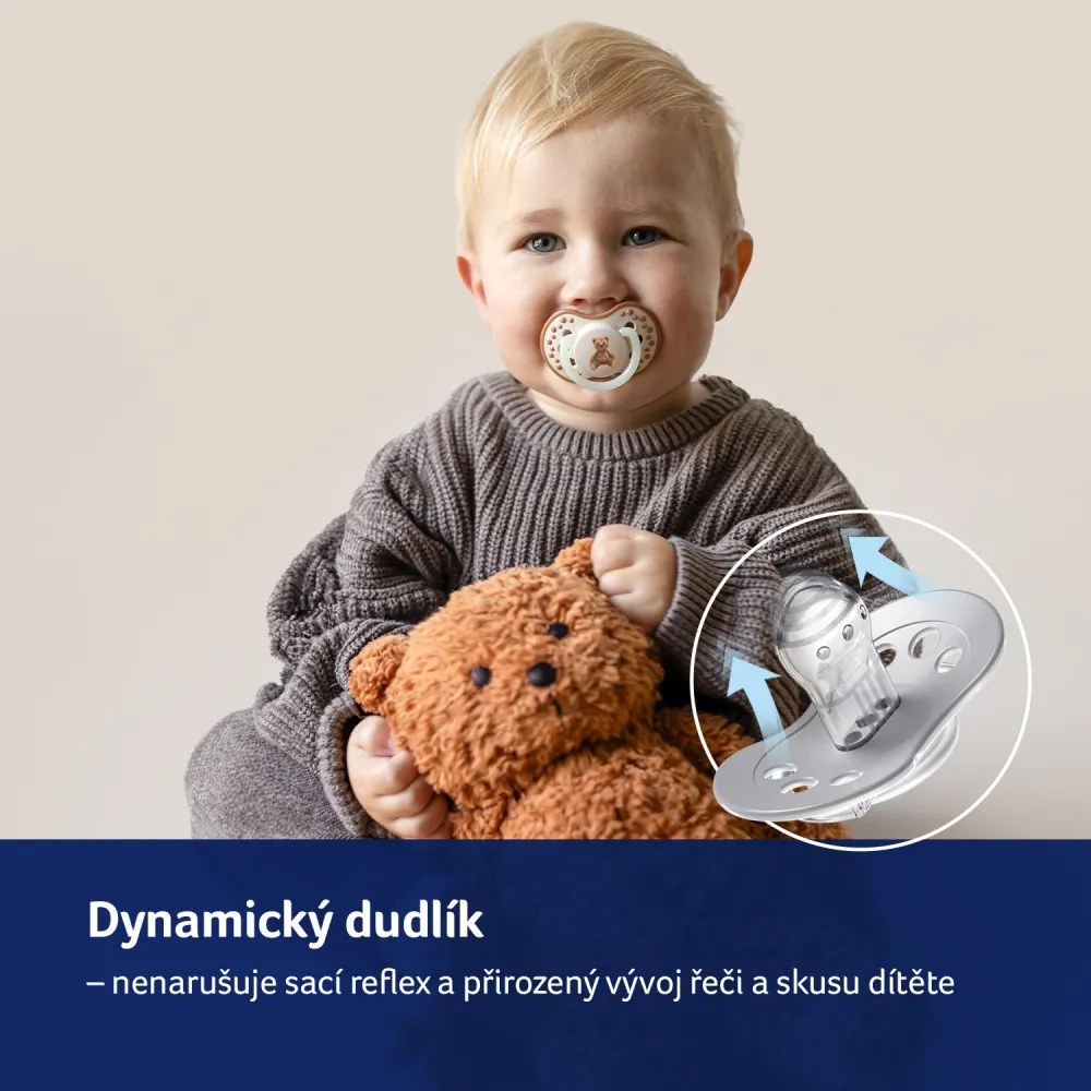 Lovi Dudlík svítící silikonový dynamický 2 ks Teddy Love 6 - 18 m