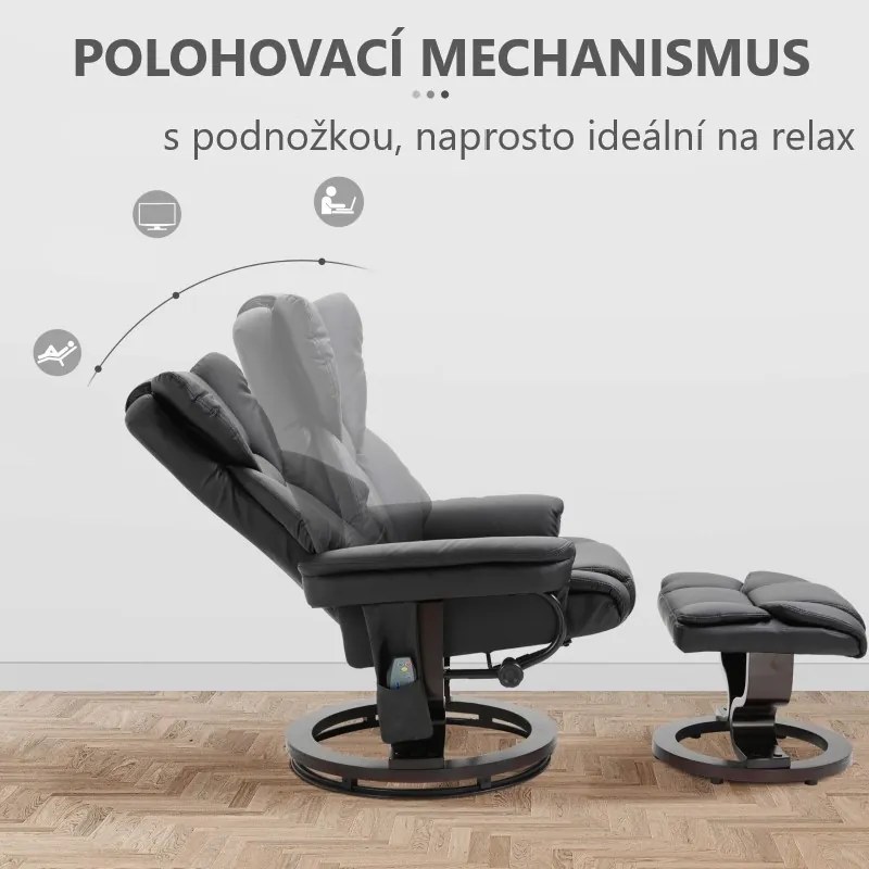 Goleto Masážní křeslo TOP s podnožkou | černé