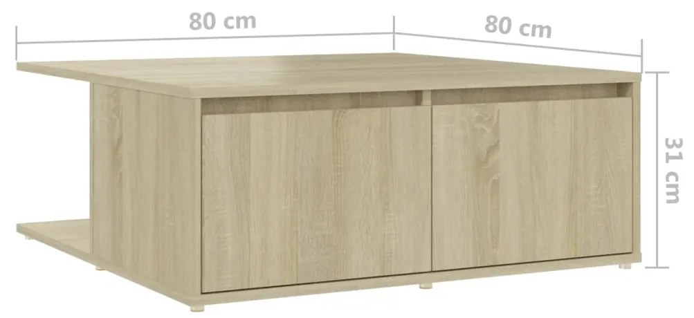 Konferenční stolek dub sonoma 80 x 80 x 31 cm dřevotříska - Default Title