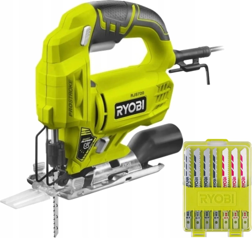 Ryobi Elektrická přímočará pila RJS720G 500W sada pilových listů 10 Ks