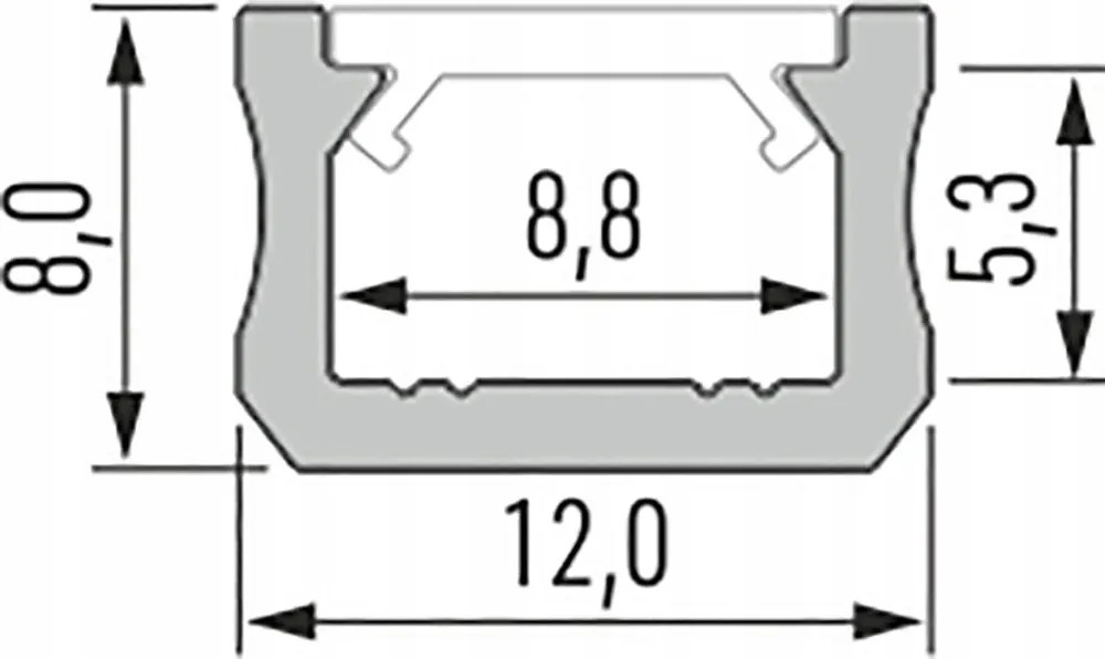 Stínidlo pro LED profil typu X, průhledné, 2m, průhledný kryt Lumines