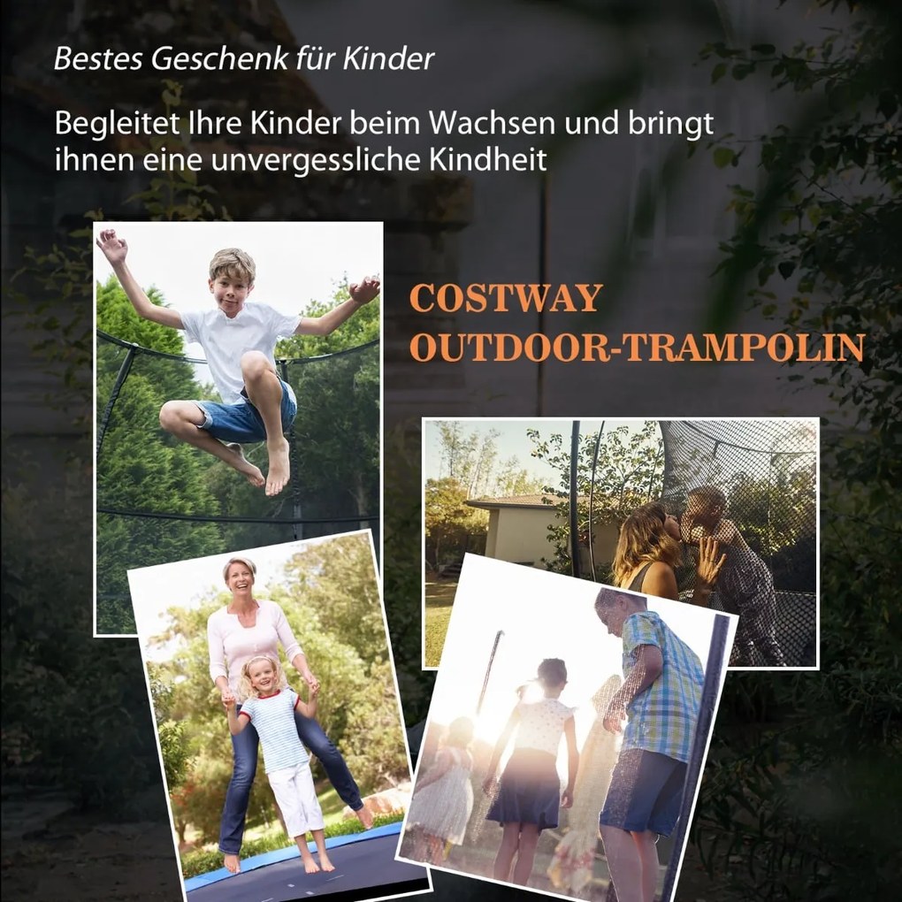 Costway Φ 244 cm venkovní trampolína s basketbalovým košem