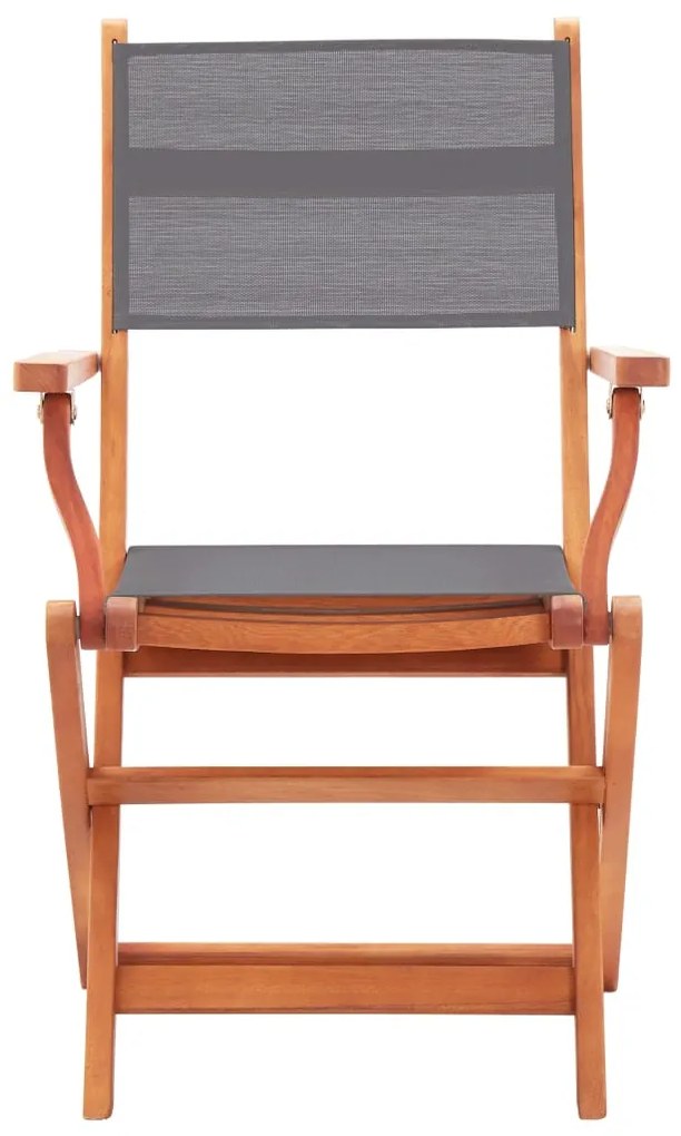 Skládací zahradní židle 2 ks šedé masivní eukalyptus a textilen - Default Title