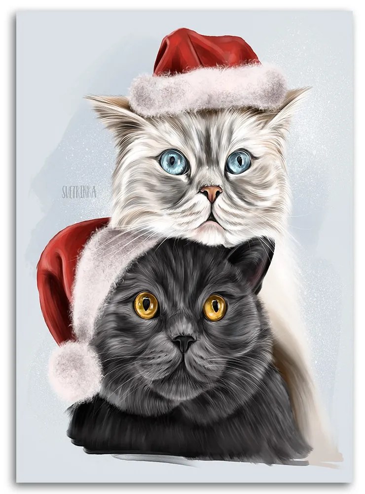 Gario Obraz na plátně Kočky ve vánočních čepicích - Svetlana Gracheva Rozměry: 40 x 60 cm