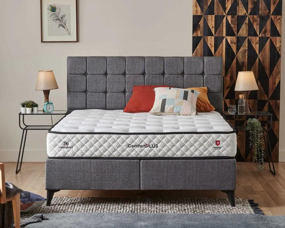 Čalouněná postel COMFORT PLUS - šedá 100 × 200 cm