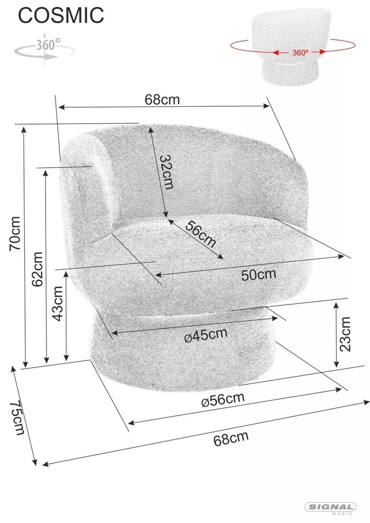 Designové otočné křeslo Cosmic šedé