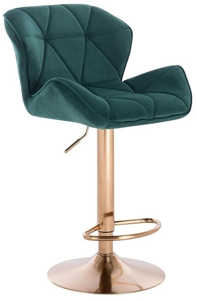 LuxuryForm DESIGN Barová židle MILANO VELUR na zlaté kulaté podstavě - zelená
