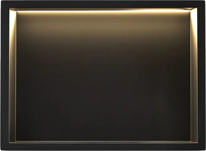 Rea Rea, LED polička na zapuštění 45x30x10 cm, 12W, 3000K, černá matná, REA-08546