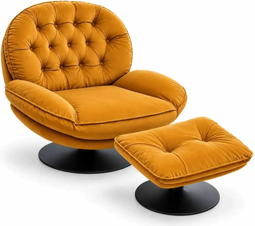 LuxuryForm DESIGN Otočné křeslo LUNA s podnožkou - medové