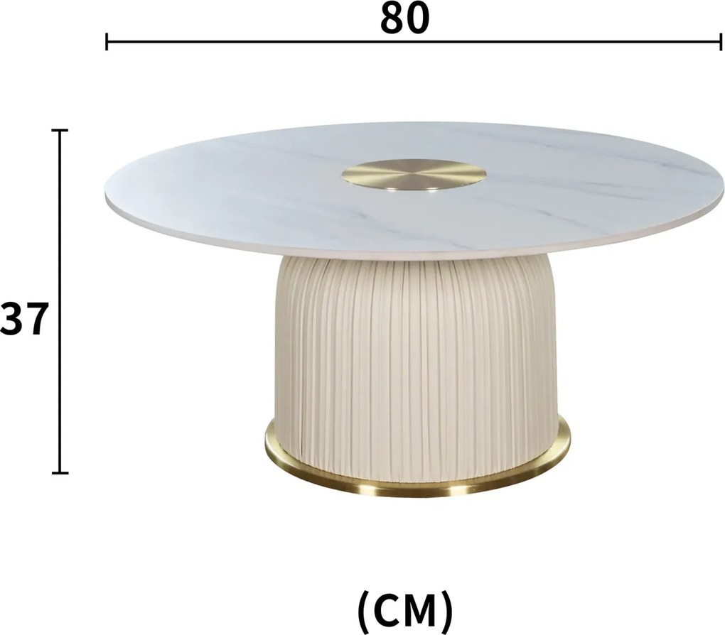 Konferenční stolek Modig M 80 cm eko kůže ecru/mramor