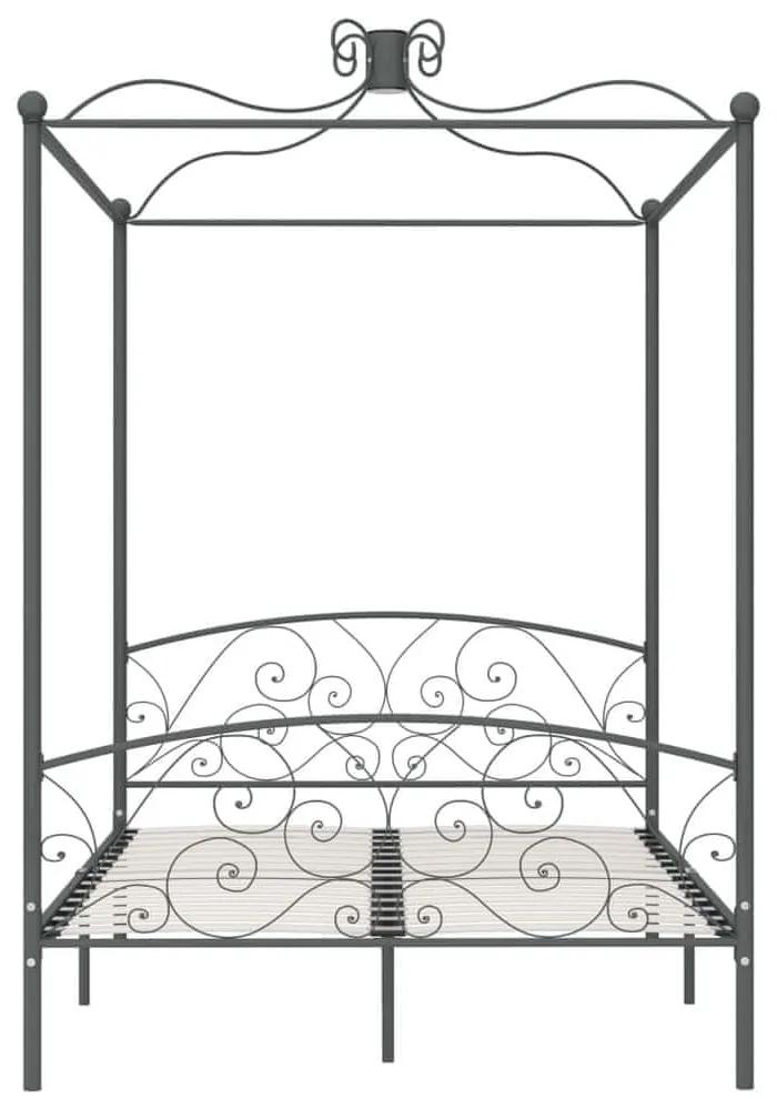 Petromila Rám postele s nebesy šedý kovový 120 x 200 cm