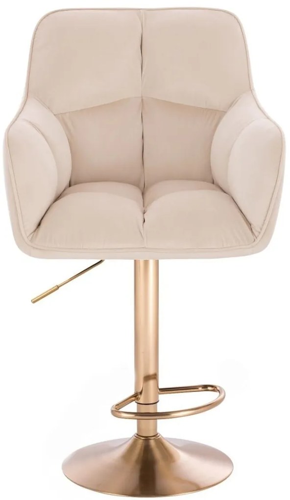 LuxuryForm DESIGN Barová židle AMALFI VELUR na zlaté kulaté podstavě - krémová