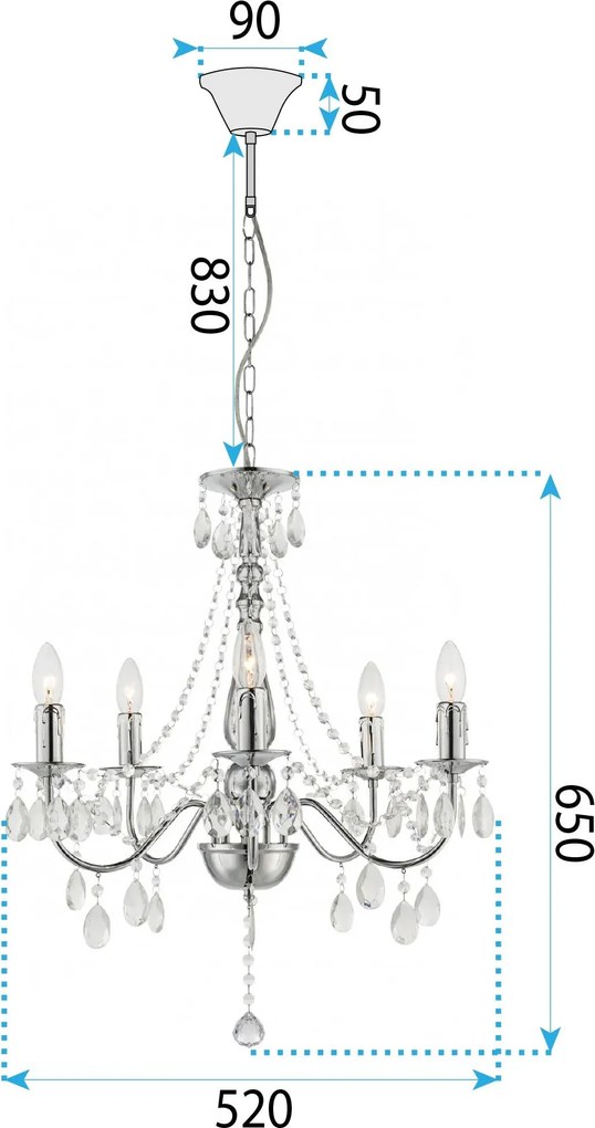 Toolight Rea, Stropní svítidlo EBT014-5CP CHROME, OSW-01249