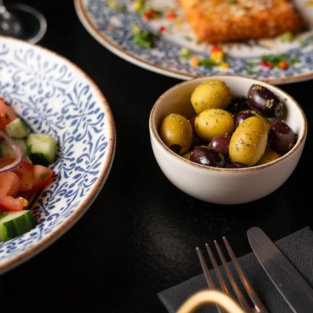 Bílá/modrá porcelánová miska 210 ml Azul – BonBistro