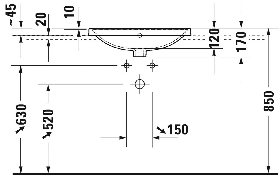 Duravit D-Neo - Vestavné umyvadlo 600 x 435 mm, s přepadem, bílá 0357600027