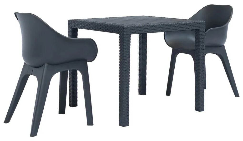 276117 vidaXL 3dílný bistro set antracitový plastový