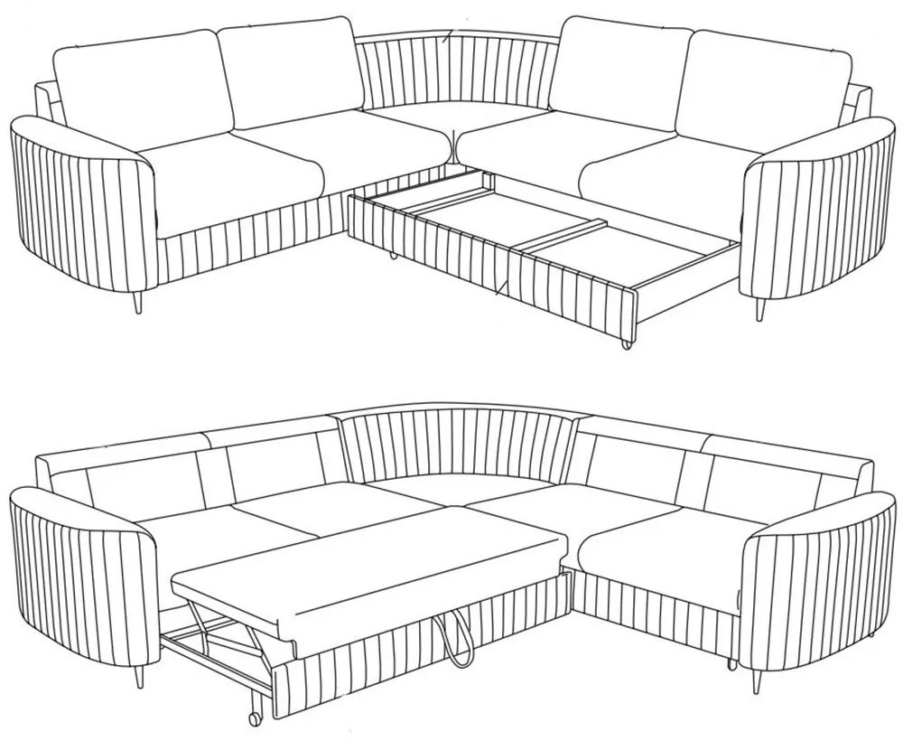 Sedací souprava LAREN | 255x255 | LEVÁ | rozkládací + úložný prostor | VÝBĚR LÁTEK