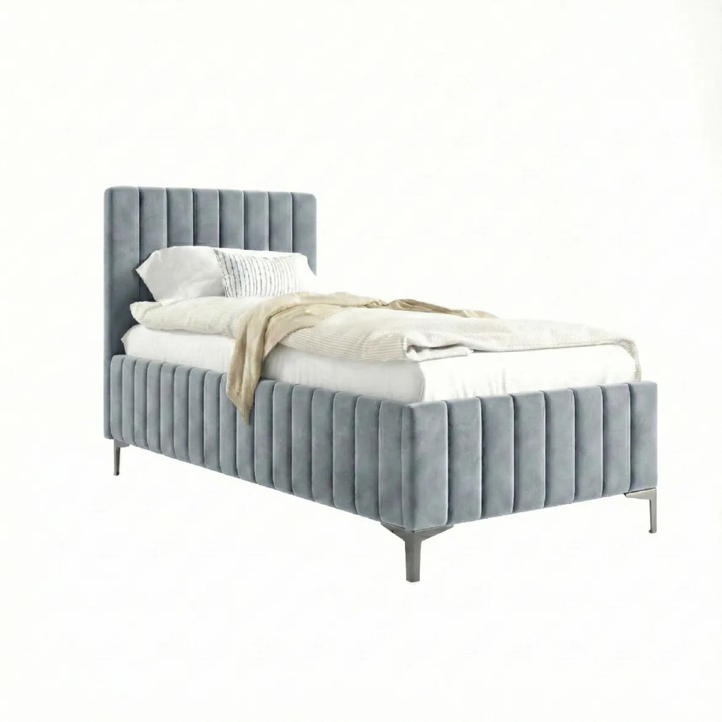 Eka Čalouněná postel INTIMA+ 90x200 cm Barva látky Trinity: Tmavě šedá (Trinity 2315), Úložný prostor: Bez úložného prostoru, Barva nožek postele: Černá