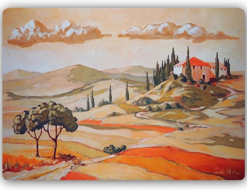 CARO Kovový obraz - House On The Hills 40x30 cm