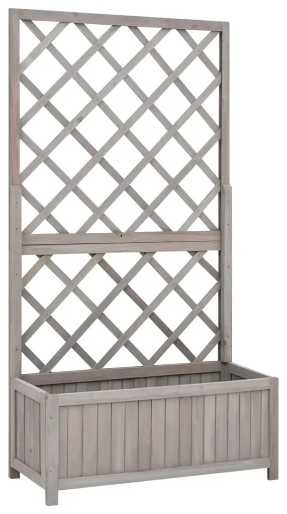Květináč s mřížkou šedý 70 x 30 x 135 cm masivní jedlové dřevo 316490