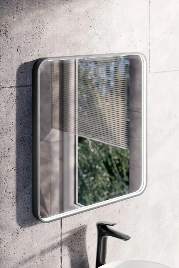 Dotykové nástěnné zrcadlo s LED osvětlením VEGA 60x65 cm černé