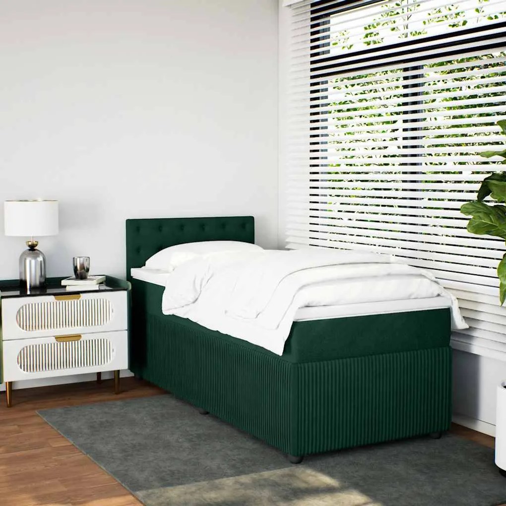 Box spring postel s matrací tmavě zelená 80 x 200 cm samet 3289905