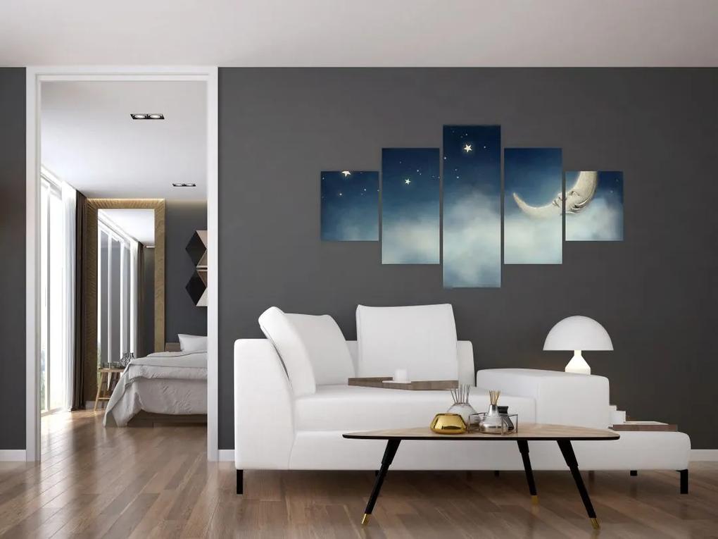 Obraz - Měsíc s hvězdami (125x70 cm)