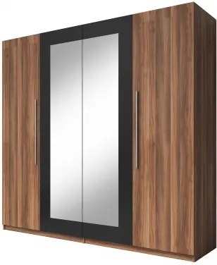 Vera - Skříň 228x214x58 cm, klasické dveře, zrcadlo, ořech