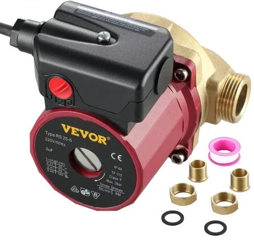 VEVOR Oběhové čerpadlo teplé vody 15 mm (0,6 palce) 220 V 20 l/min (5,3 GPM) 90 W Posilovací čerpadlo vody 0,8 A pro elektronickou automatickou pračku s barovou sprchou