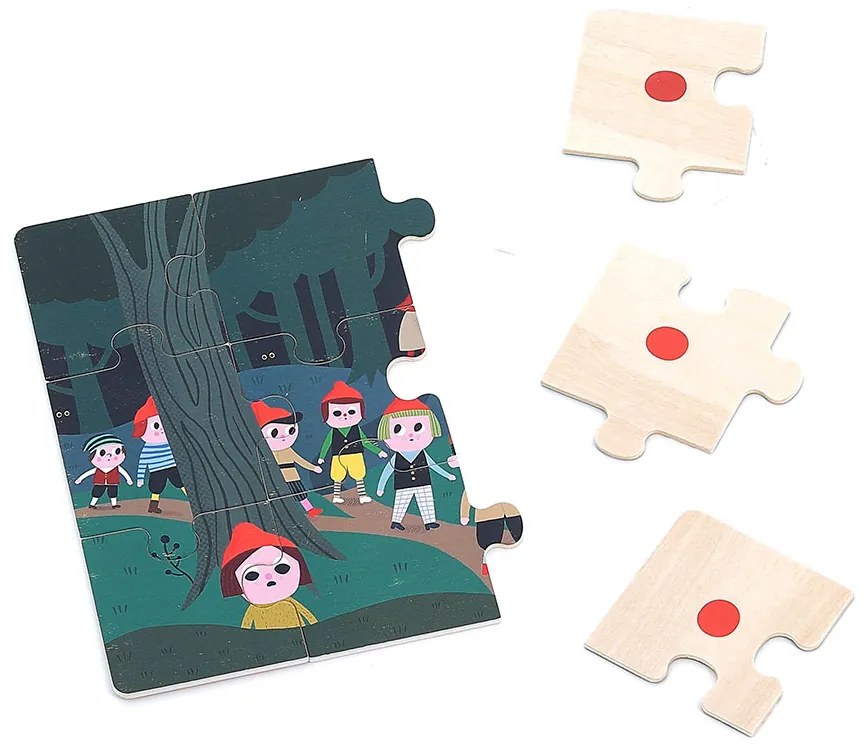 Vilac Dřevěné puzzle O Palečkovi 4 v 1