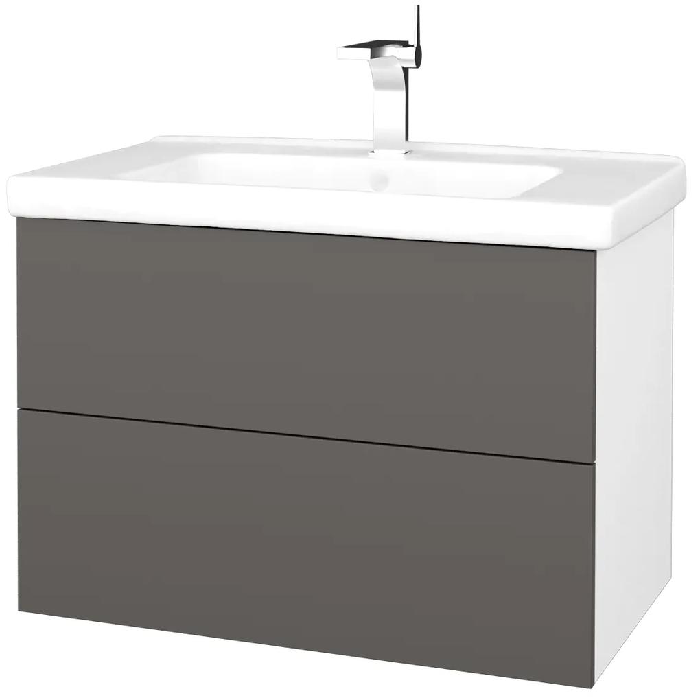 Dřevojas Koupelnová skříň VARIANTE SZZ2 80 (umyvadlo Harmonia) Varianta: N01 Bílá lesk / N07 Stone